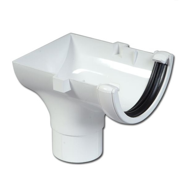 Half-Round Gutter Run Outlet Stop End | PVC Gutter | Faster Plastics